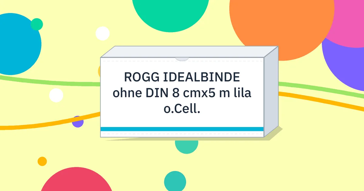 Symbolbild: Packung mit der Aufschrift ROGG IDEALBINDE ohne DIN 8 cmx5 m lila o.Cell. (PZN 16530869) – Verfügbarkeit und Bezug in Apotheken in Frankfurt am Main