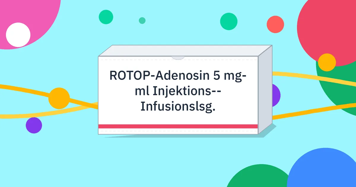 Symbolbild: Packung mit der Aufschrift ROTOP-Adenosin 5 mg-ml Injektions--Infusionslsg. (PZN 09711234) – Verfügbarkeit und Bezug in Apotheken in Frankfurt am Main