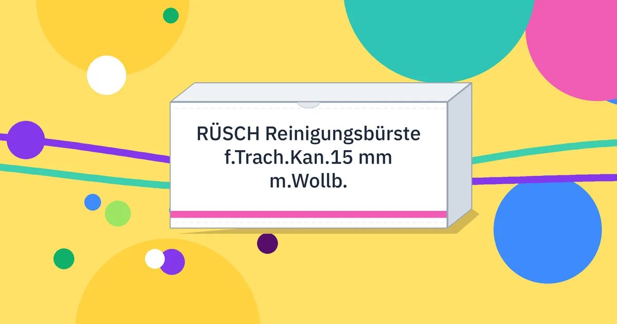 Symbolbild: Packung mit der Aufschrift RÜSCH Reinigungsbürste f.Trach.Kan.15 mm m.Wollb. (PZN 01570573) – Verfügbarkeit und Bezug in Apotheken in Frankfurt am Main