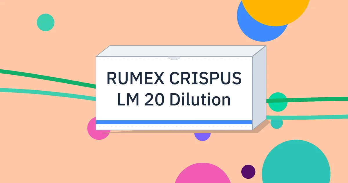 Symbolbild: Packung mit der Aufschrift RUMEX CRISPUS LM 20 Dilution (PZN 13172866) – Verfügbarkeit und Bezug in Apotheken in Frankfurt am Main
