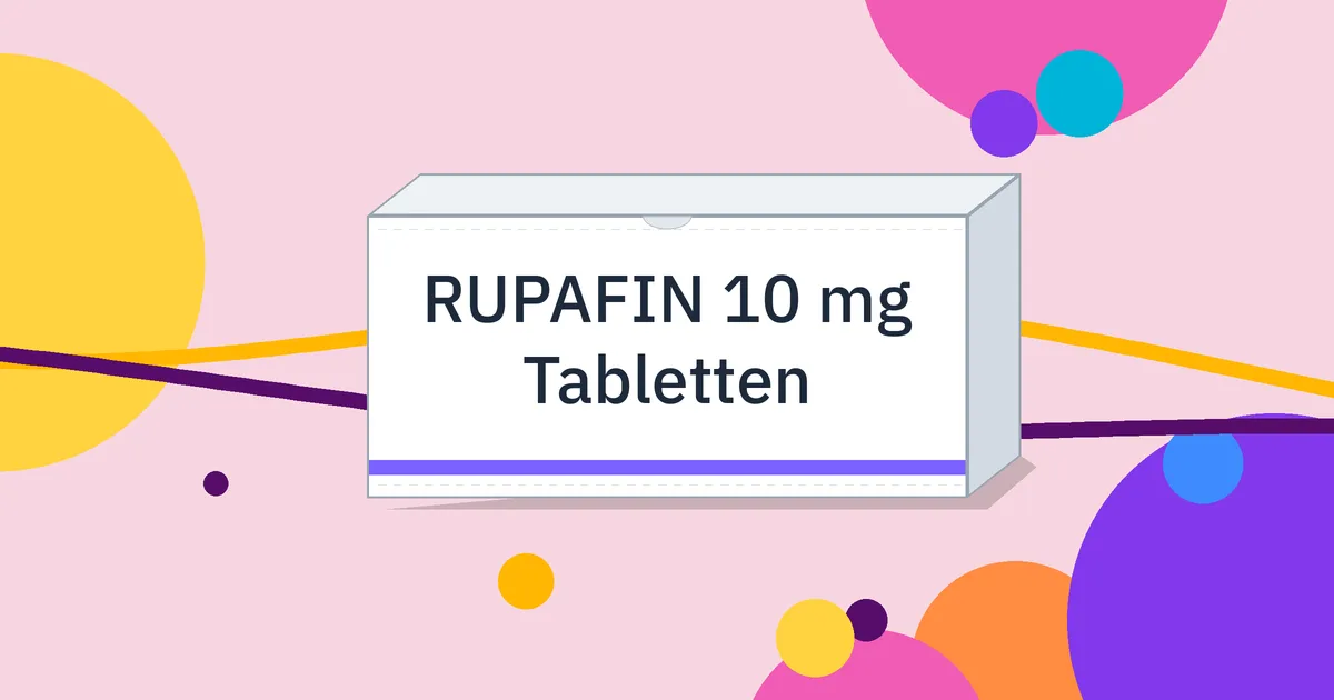 Symbolbild: Packung mit der Aufschrift RUPAFIN 10 mg Tabletten (PZN 08922472) – Verfügbarkeit und Bezug in Apotheken in Frankfurt am Main