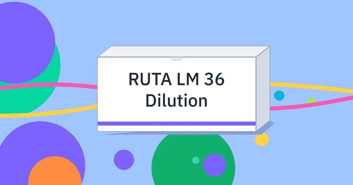 Symbolbild: Packung mit der Aufschrift RUTA LM 36 Dilution (PZN 13173877) – Verfügbarkeit und Bezug in Apotheken in Frankfurt am Main