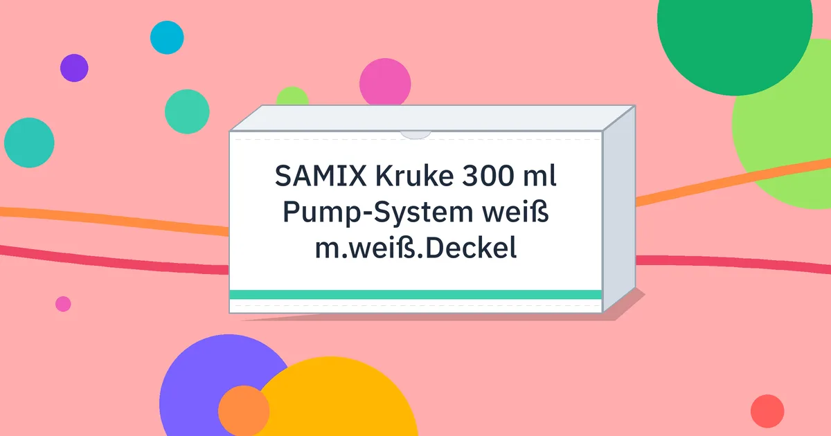 Symbolbild: Packung mit der Aufschrift SAMIX Kruke 300 ml Pump-System weiß m.weiß.Deckel (PZN 19987902) – Verfügbarkeit und Bezug in Apotheken in Frankfurt am Main