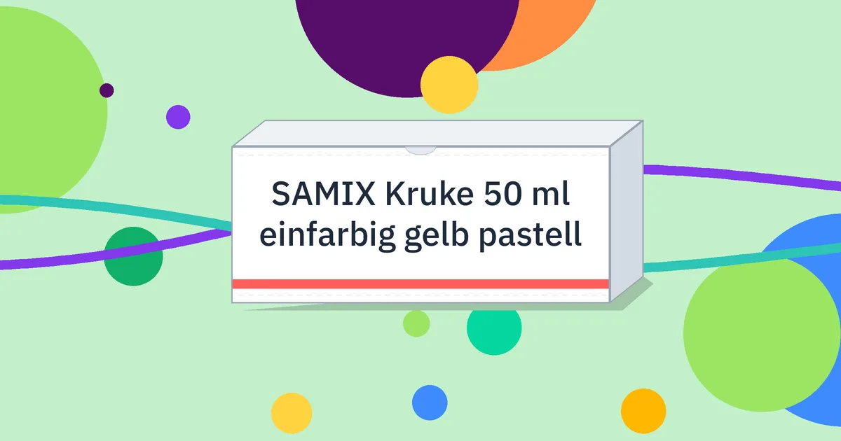 Symbolbild: Packung mit der Aufschrift SAMIX Kruke 50 ml einfarbig gelb pastell (PZN 11480658) – Verfügbarkeit und Bezug in Apotheken in Frankfurt am Main