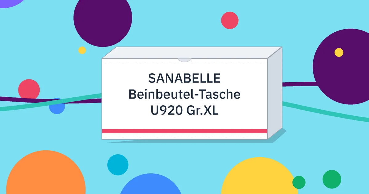 Symbolbild: Packung mit der Aufschrift SANABELLE Beinbeutel-Tasche U920 Gr.XL (PZN 10069576) – Verfügbarkeit und Bezug in Apotheken in Frankfurt am Main