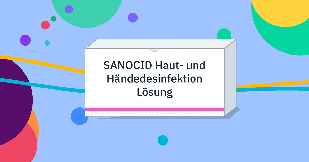 Symbolbild: Packung mit der Aufschrift SANOCID Haut- und Händedesinfektion Lösung (PZN 06920546) – Verfügbarkeit und Bezug in Apotheken in Frankfurt am Main