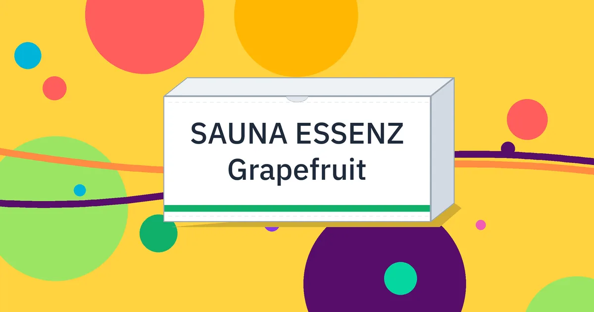 Symbolbild: Packung mit der Aufschrift SAUNA ESSENZ Grapefruit (PZN 04979802) – Verfügbarkeit und Bezug in Apotheken in Frankfurt am Main