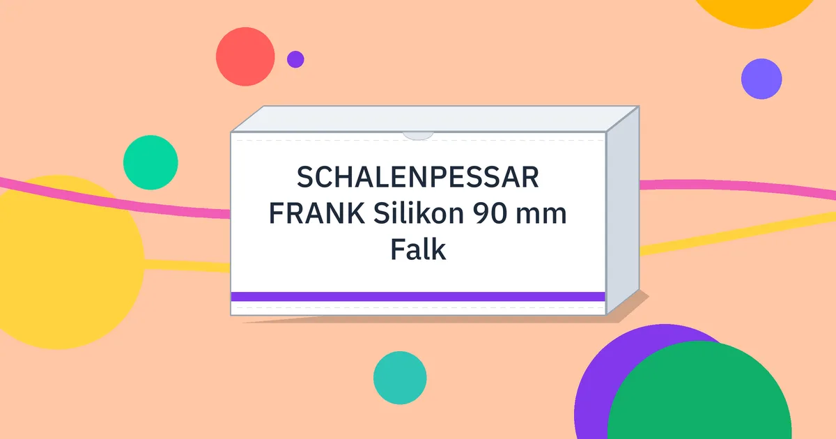Symbolbild: Packung mit der Aufschrift SCHALENPESSAR FRANK Silikon 90 mm Falk (PZN 03279439) – Verfügbarkeit und Bezug in Apotheken in Frankfurt am Main