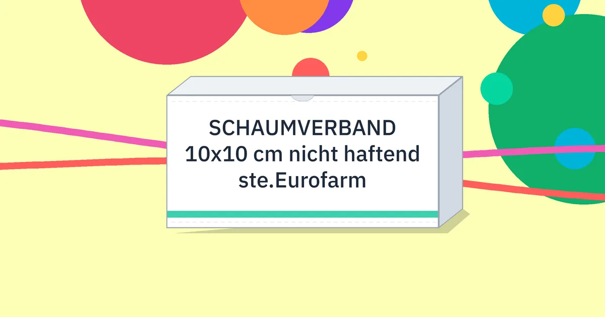 Symbolbild: Packung mit der Aufschrift SCHAUMVERBAND 10x10 cm nicht haftend ste.Eurofarm (PZN 20717579) – Verfügbarkeit und Bezug in Apotheken in Frankfurt am Main