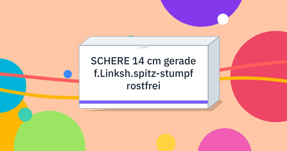 Symbolbild: Packung mit der Aufschrift SCHERE 14 cm gerade f.Linksh.spitz-stumpf rostfrei (PZN 10932555) – Verfügbarkeit und Bezug in Apotheken in Frankfurt am Main