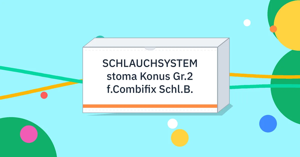 Symbolbild: Packung mit der Aufschrift SCHLAUCHSYSTEM stoma Konus Gr.2 f.Combifix Schl.B. (PZN 16764722) – Verfügbarkeit und Bezug in Apotheken in Frankfurt am Main