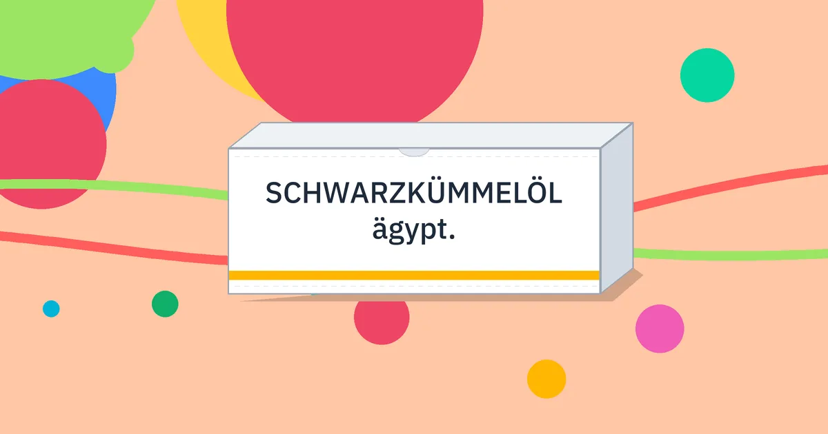 Symbolbild: Packung mit der Aufschrift SCHWARZKÜMMELÖL ägypt. (PZN 08710646) – Verfügbarkeit und Bezug in Apotheken in Frankfurt am Main