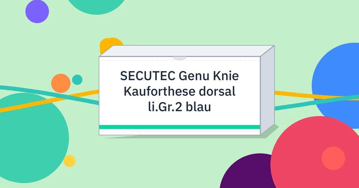 Symbolbild: Packung mit der Aufschrift SECUTEC Genu Knie Kauforthese dorsal li.Gr.2 blau (PZN 17411121) – Verfügbarkeit und Bezug in Apotheken in Frankfurt am Main