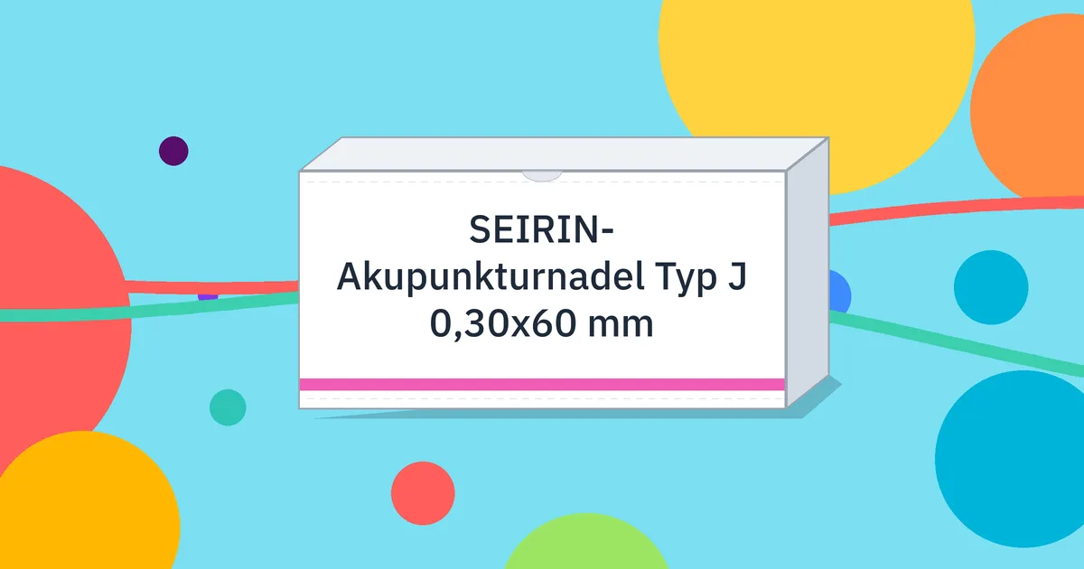 Symbolbild: Packung mit der Aufschrift SEIRIN-Akupunkturnadel Typ J 0,30x60 mm (PZN 17290232) – Verfügbarkeit und Bezug in Apotheken in Frankfurt am Main