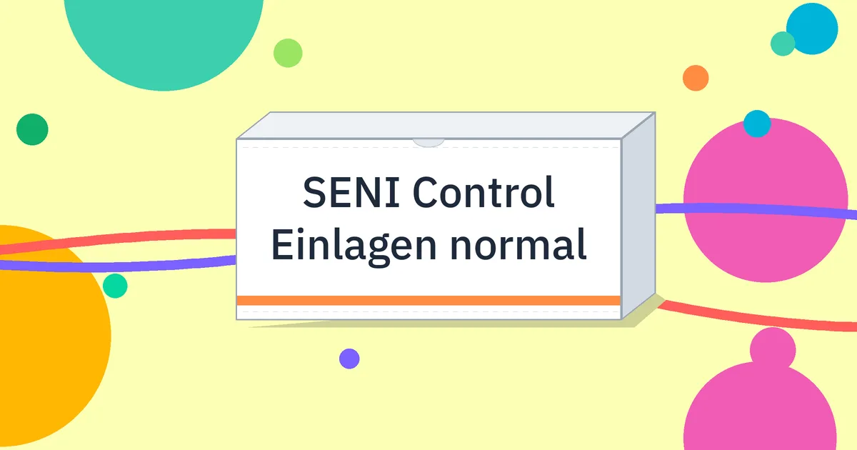 Symbolbild: Packung mit der Aufschrift SENI Control Einlagen normal (PZN 11888187) – Verfügbarkeit und Bezug in Apotheken in Frankfurt am Main