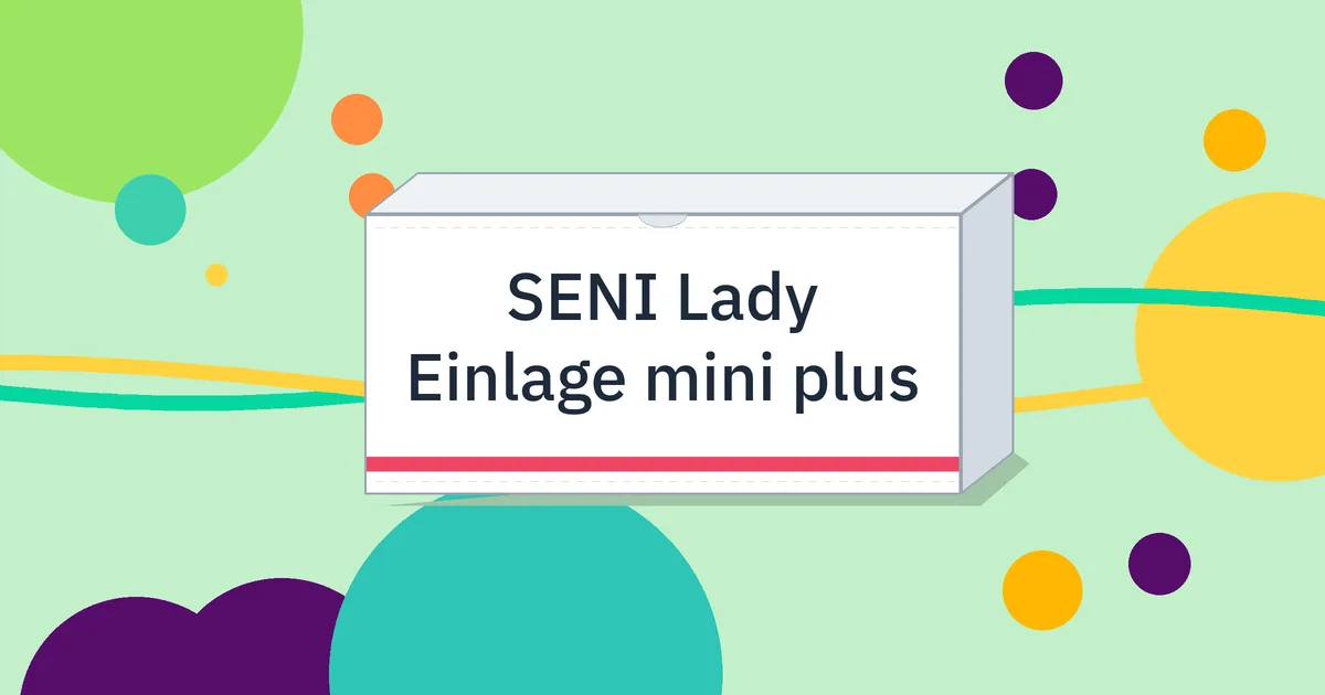 Symbolbild: Packung mit der Aufschrift SENI Lady Einlage mini plus (PZN 10123034) – Verfügbarkeit und Bezug in Apotheken in Frankfurt am Main
