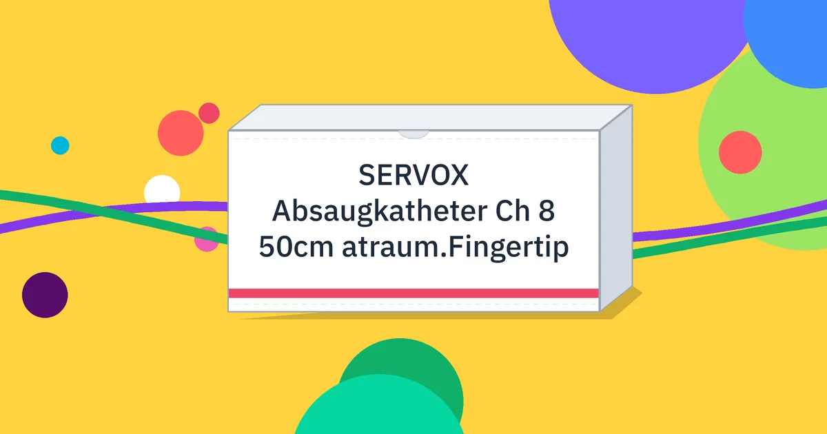 Symbolbild: Packung mit der Aufschrift SERVOX Absaugkatheter Ch 8 50cm atraum.Fingertip (PZN 16394981) – Verfügbarkeit und Bezug in Apotheken in Frankfurt am Main