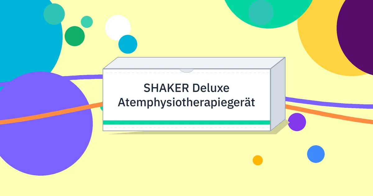 Symbolbild: Packung mit der Aufschrift SHAKER Deluxe Atemphysiotherapiegerät (PZN 09308573) – Verfügbarkeit und Bezug in Apotheken in Frankfurt am Main