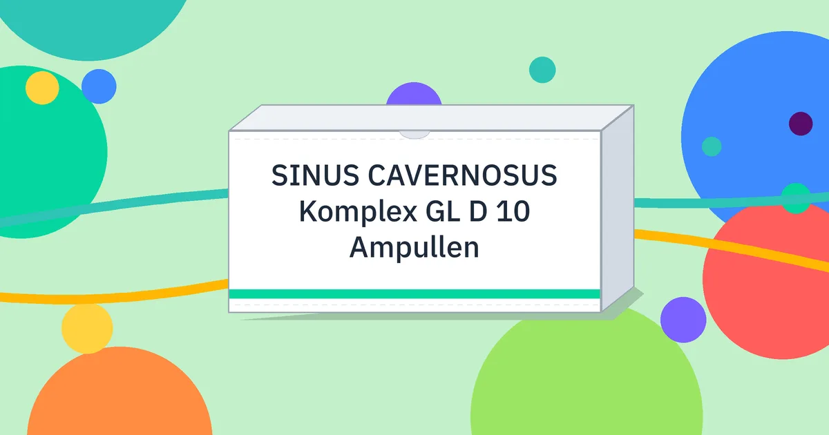 Symbolbild: Packung mit der Aufschrift SINUS CAVERNOSUS Komplex GL D 10 Ampullen (PZN 03657686) – Verfügbarkeit und Bezug in Apotheken in Frankfurt am Main