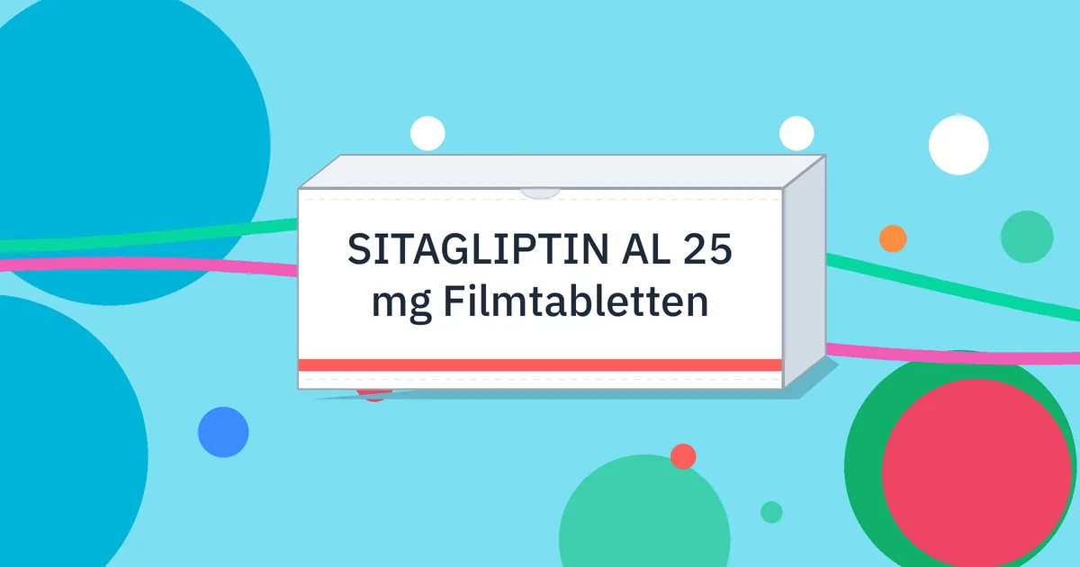 Symbolbild: Packung mit der Aufschrift SITAGLIPTIN AL 25 mg Filmtabletten (PZN 17916683) – Verfügbarkeit und Bezug in Apotheken in Frankfurt am Main