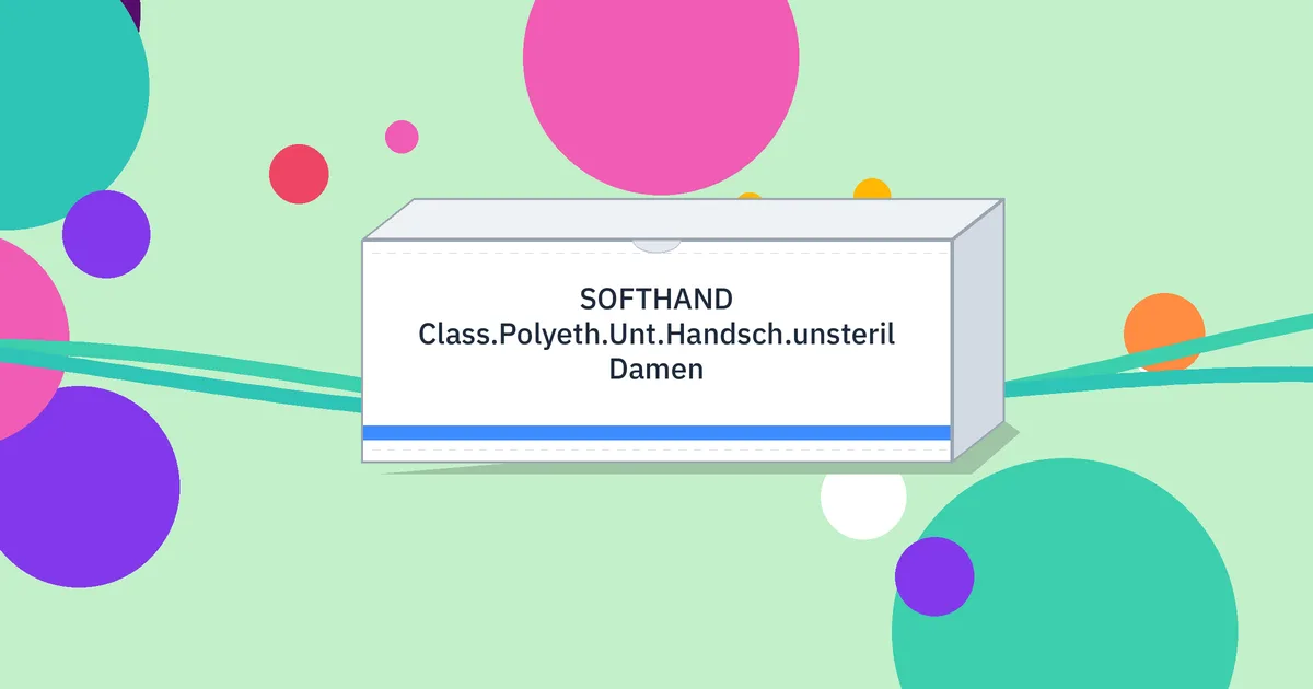 Symbolbild: Packung mit der Aufschrift SOFTHAND Class.Polyeth.Unt.Handsch.unsteril Damen (PZN 00368869) – Verfügbarkeit und Bezug in Apotheken in Frankfurt am Main