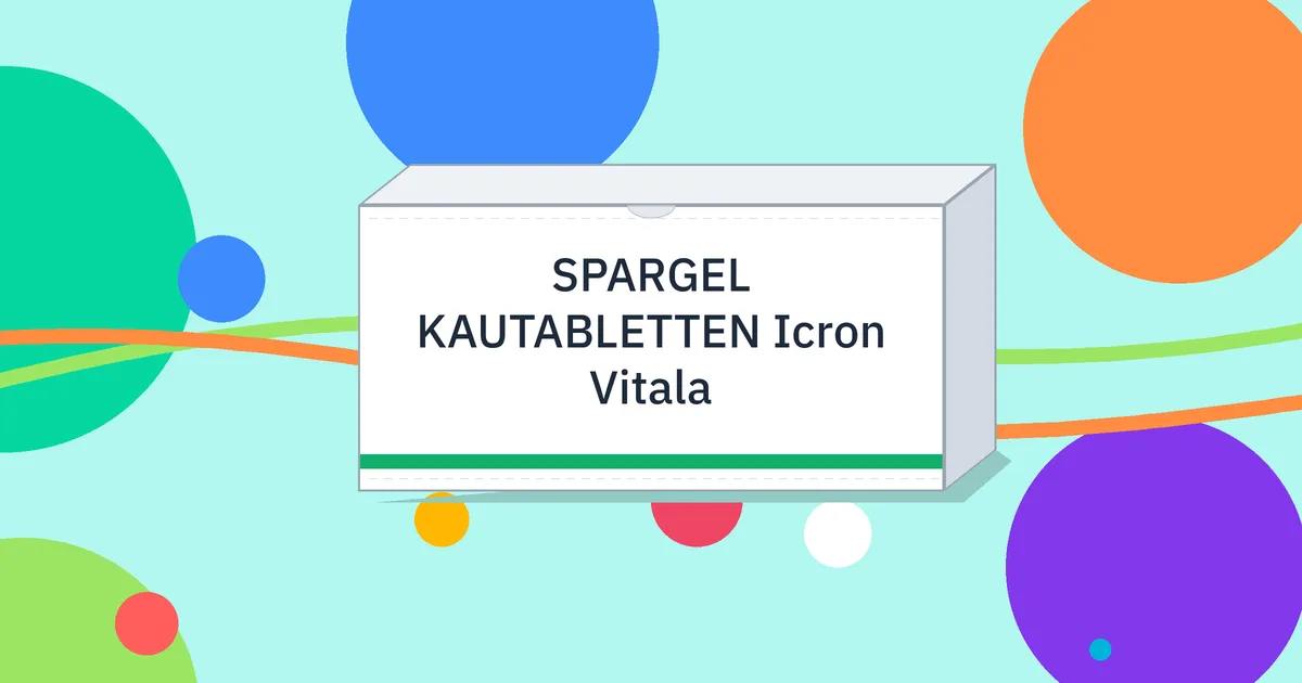 Symbolbild: Packung mit der Aufschrift SPARGEL KAUTABLETTEN Icron Vitala (PZN 01582524) – Verfügbarkeit und Bezug in Apotheken in Frankfurt am Main