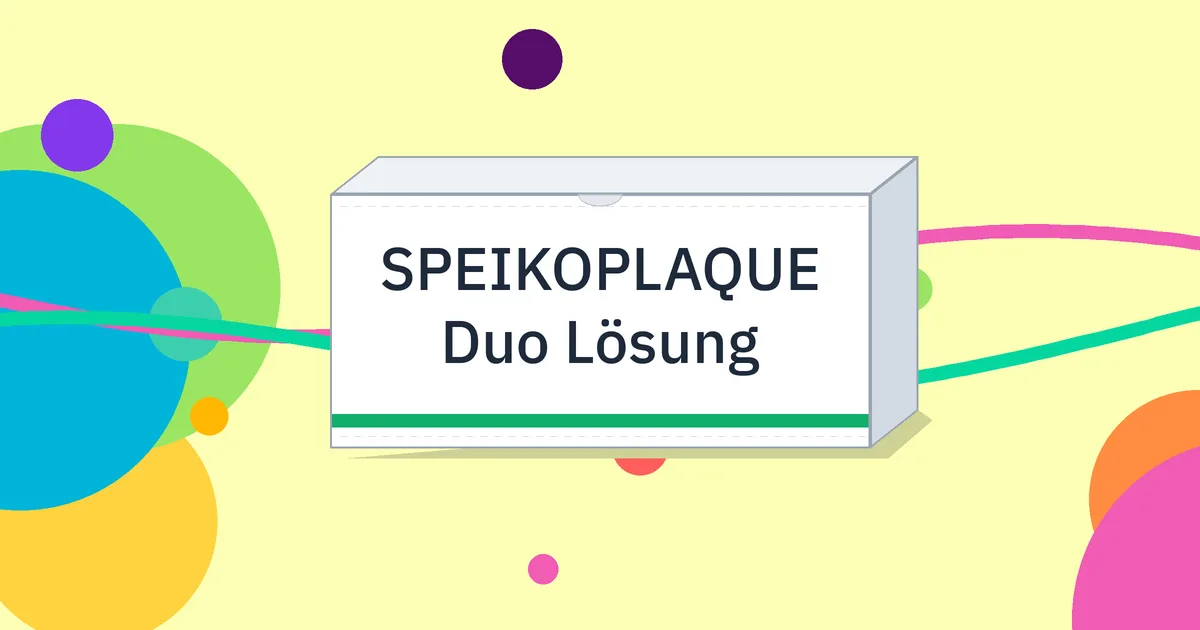 Symbolbild: Packung mit der Aufschrift SPEIKOPLAQUE Duo Lösung (PZN 01592801) – Verfügbarkeit und Bezug in Apotheken in Frankfurt am Main