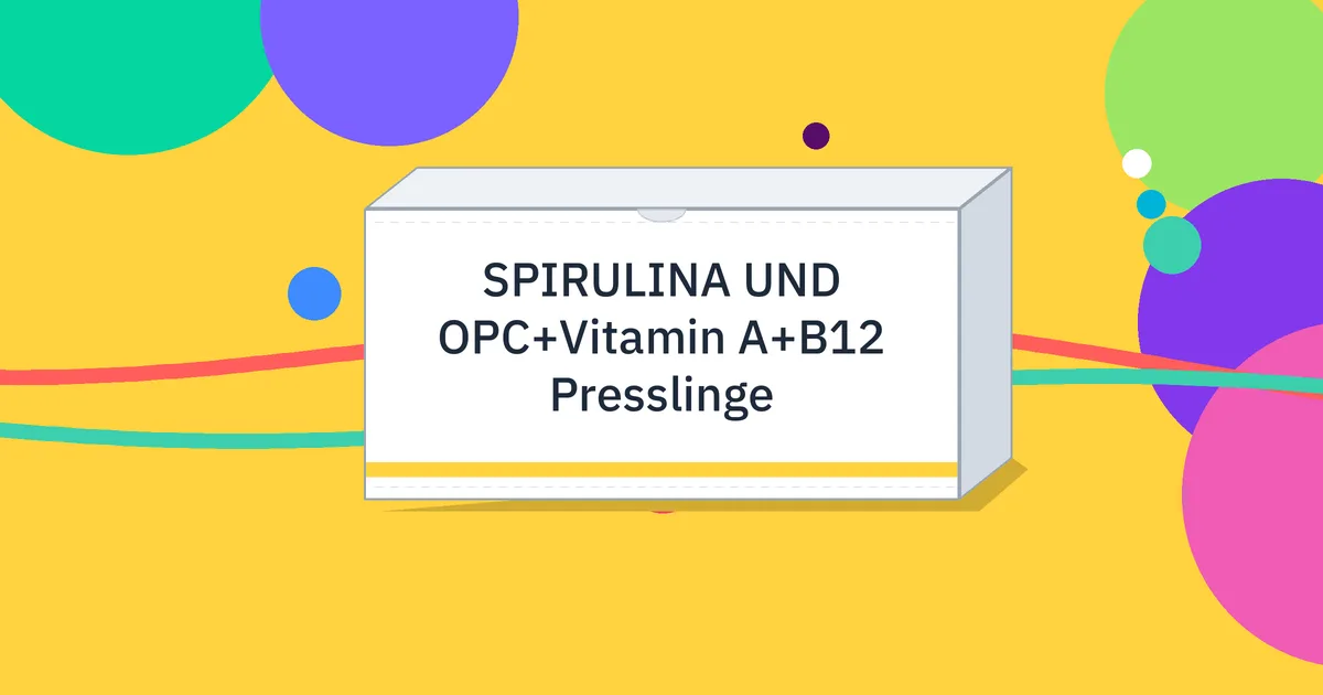 Symbolbild: Packung mit der Aufschrift SPIRULINA UND OPC+Vitamin A+B12 Presslinge (PZN 18044883) – Verfügbarkeit und Bezug in Apotheken in Frankfurt am Main