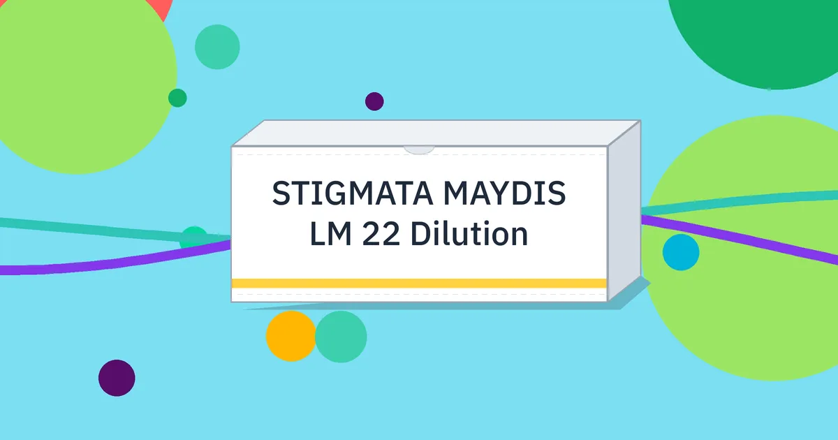 Symbolbild: Packung mit der Aufschrift STIGMATA MAYDIS LM 22 Dilution (PZN 13201042) – Verfügbarkeit und Bezug in Apotheken in Frankfurt am Main