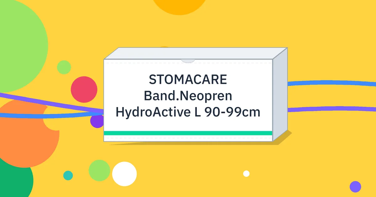 Symbolbild: Packung mit der Aufschrift STOMACARE Band.Neopren HydroActive L 90-99cm (PZN 15254982) – Verfügbarkeit und Bezug in Apotheken in Frankfurt am Main