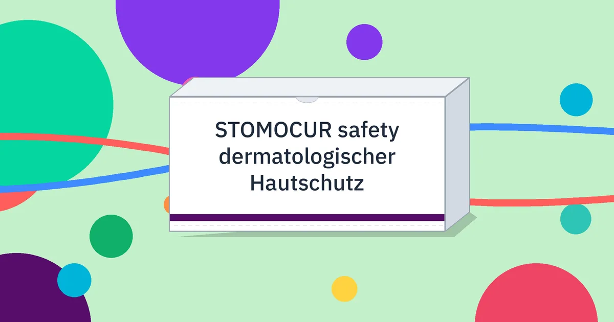Symbolbild: Packung mit der Aufschrift STOMOCUR safety dermatologischer Hautschutz (PZN 14267899) – Verfügbarkeit und Bezug in Apotheken in Frankfurt am Main