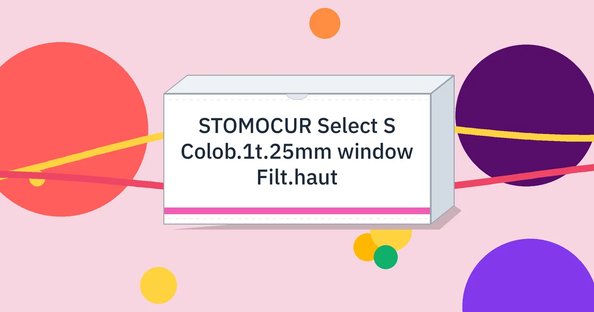 Symbolbild: Packung mit der Aufschrift STOMOCUR Select S Colob.1t.25mm window Filt.haut (PZN 12726251) – Verfügbarkeit und Bezug in Apotheken in Frankfurt am Main