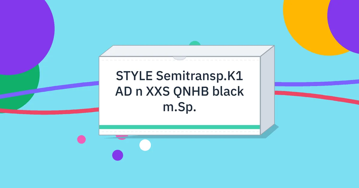 Symbolbild: Packung mit der Aufschrift STYLE Semitransp.K1 AD n XXS QNHB black m.Sp. (PZN 18869879) – Verfügbarkeit und Bezug in Apotheken in Frankfurt am Main