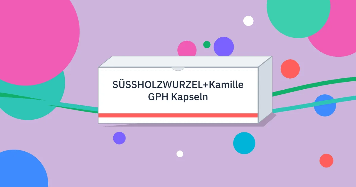 Symbolbild: Packung mit der Aufschrift SÜSSHOLZWURZEL+Kamille GPH Kapseln (PZN 05530636) – Verfügbarkeit und Bezug in Apotheken in Frankfurt am Main