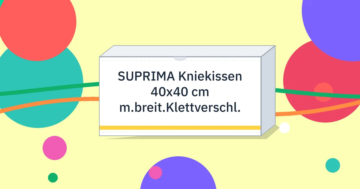 Symbolbild: Packung mit der Aufschrift SUPRIMA Kniekissen 40x40 cm m.breit.Klettverschl. (PZN 12484345) – Verfügbarkeit und Bezug in Apotheken in Frankfurt am Main