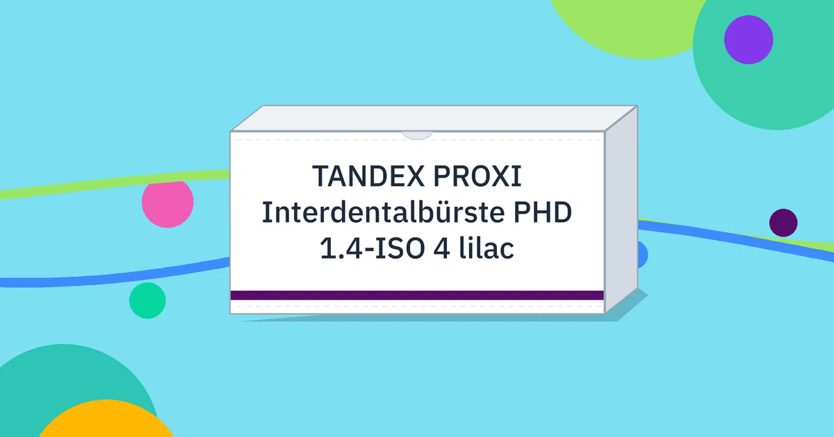 Symbolbild: Packung mit der Aufschrift TANDEX PROXI Interdentalbürste PHD 1.4-ISO 4 lilac (PZN 16855608) – Verfügbarkeit und Bezug in Apotheken in Frankfurt am Main