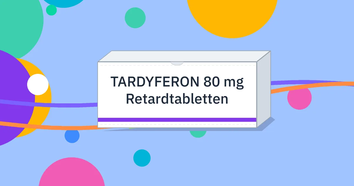 Symbolbild: Packung mit der Aufschrift TARDYFERON 80 mg Retardtabletten (PZN 18500499) – Verfügbarkeit und Bezug in Apotheken in Frankfurt am Main