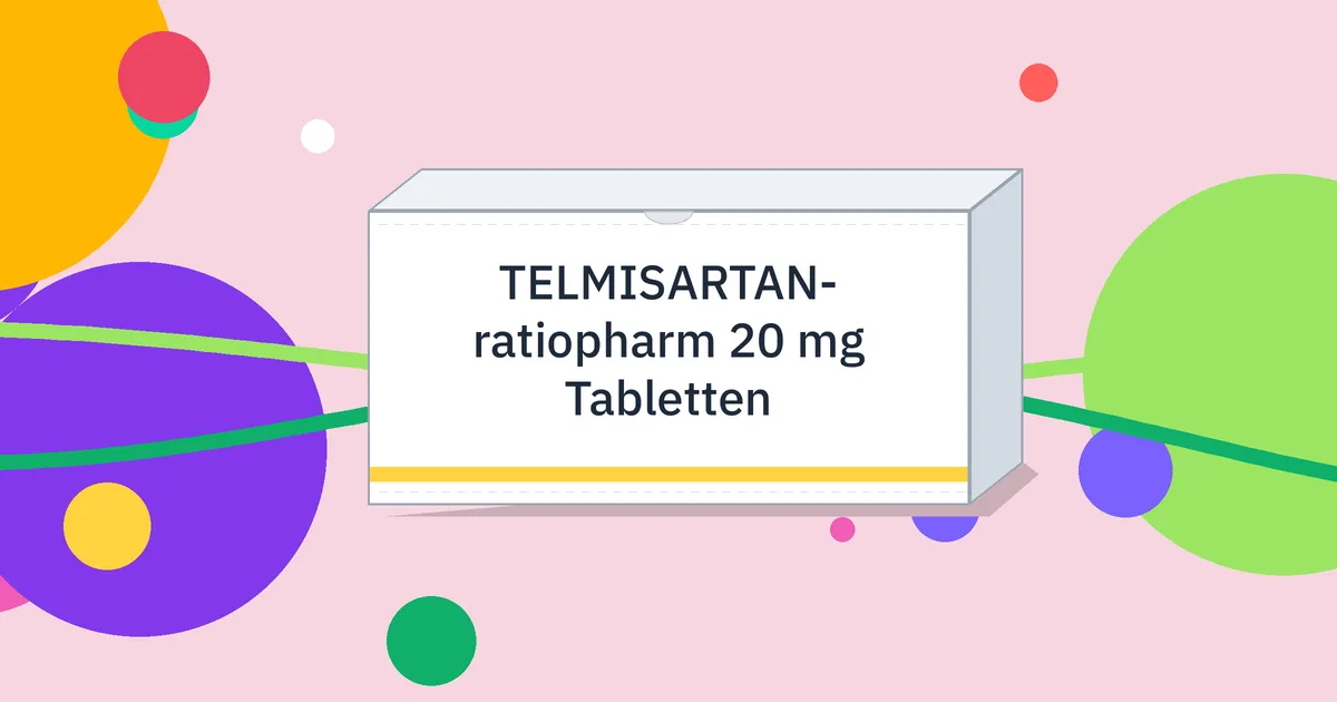 Symbolbild: Packung mit der Aufschrift TELMISARTAN-ratiopharm 20 mg Tabletten (PZN 02710409) – Verfügbarkeit und Bezug in Apotheken in Frankfurt am Main