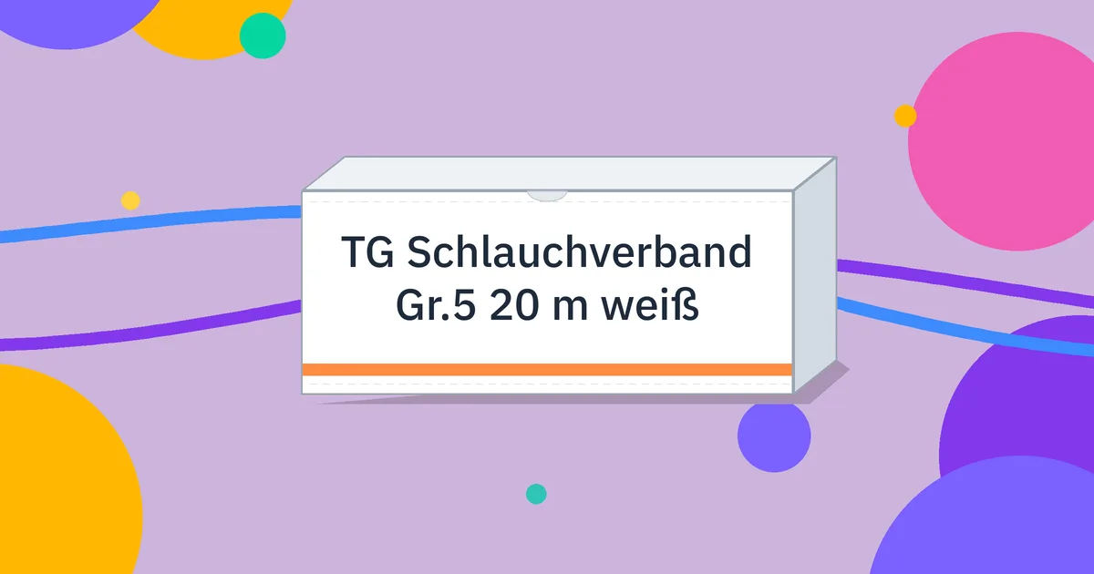 Symbolbild: Packung mit der Aufschrift TG Schlauchverband Gr.5 20 m weiß (PZN 18736316) – Verfügbarkeit und Bezug in Apotheken in Frankfurt am Main