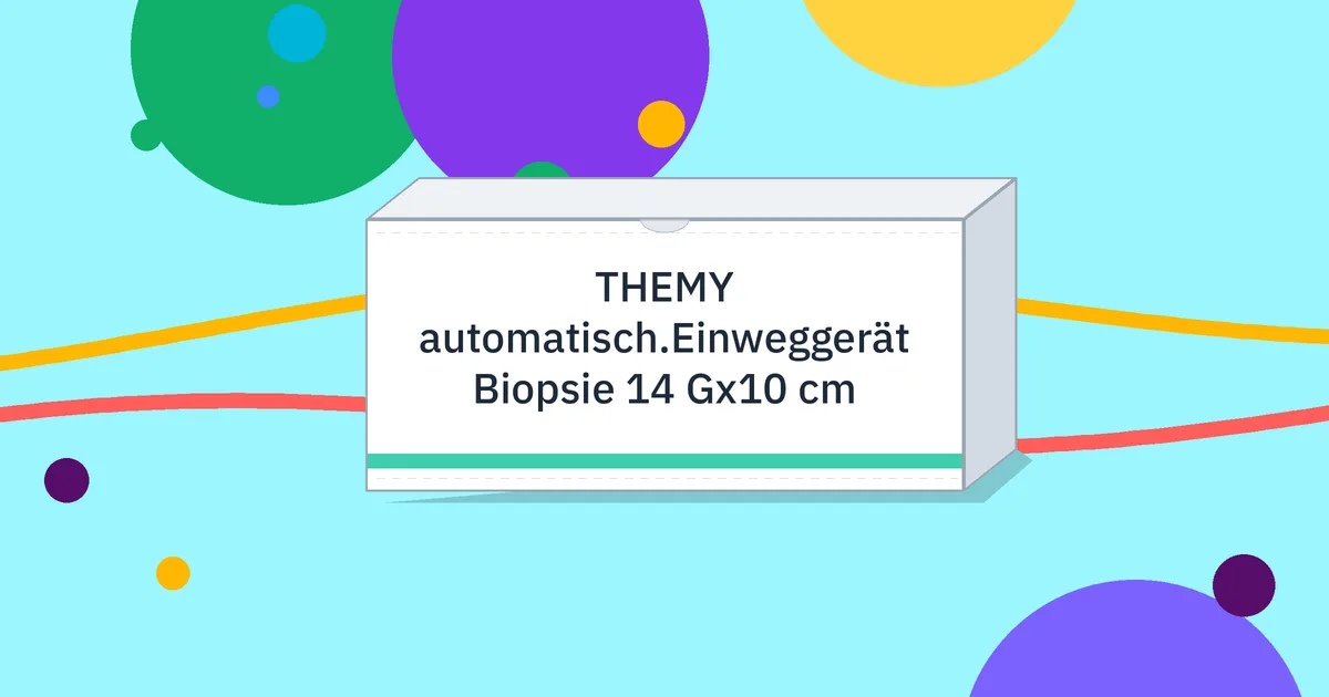 Symbolbild: Packung mit der Aufschrift THEMY automatisch.Einweggerät Biopsie 14 Gx10 cm (PZN 16919917) – Verfügbarkeit und Bezug in Apotheken in Frankfurt am Main