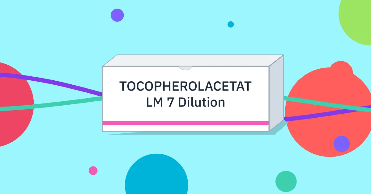 Symbolbild: Packung mit der Aufschrift TOCOPHEROLACETAT LM 7 Dilution (PZN 13224735) – Verfügbarkeit und Bezug in Apotheken in Frankfurt am Main