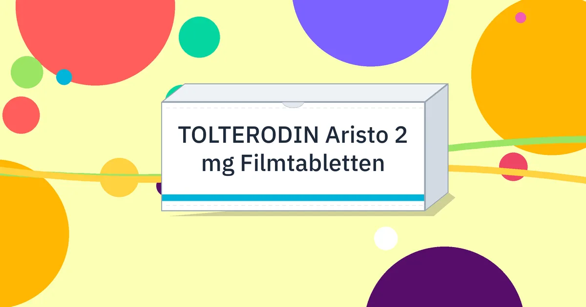Symbolbild: Packung mit der Aufschrift TOLTERODIN Aristo 2 mg Filmtabletten (PZN 11595278) – Verfügbarkeit und Bezug in Apotheken in Frankfurt am Main