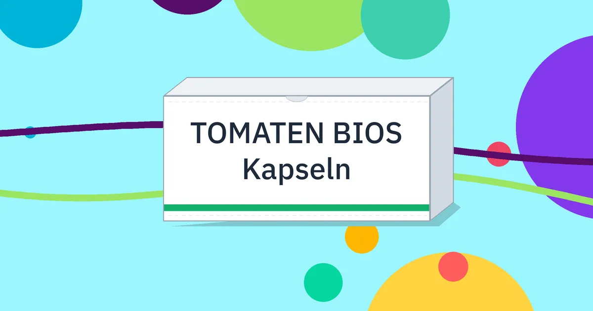Symbolbild: Packung mit der Aufschrift TOMATEN BIOS Kapseln (PZN 05995499) – Verfügbarkeit und Bezug in Apotheken in Frankfurt am Main