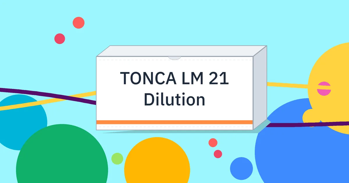 Symbolbild: Packung mit der Aufschrift TONCA LM 21 Dilution (PZN 13225373) – Verfügbarkeit und Bezug in Apotheken in Frankfurt am Main
