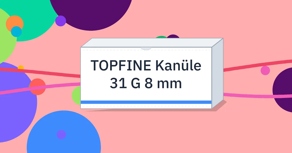 Symbolbild: Packung mit der Aufschrift TOPFINE Kanüle 31 G 8 mm (PZN 08842477) – Verfügbarkeit und Bezug in Apotheken in Frankfurt am Main