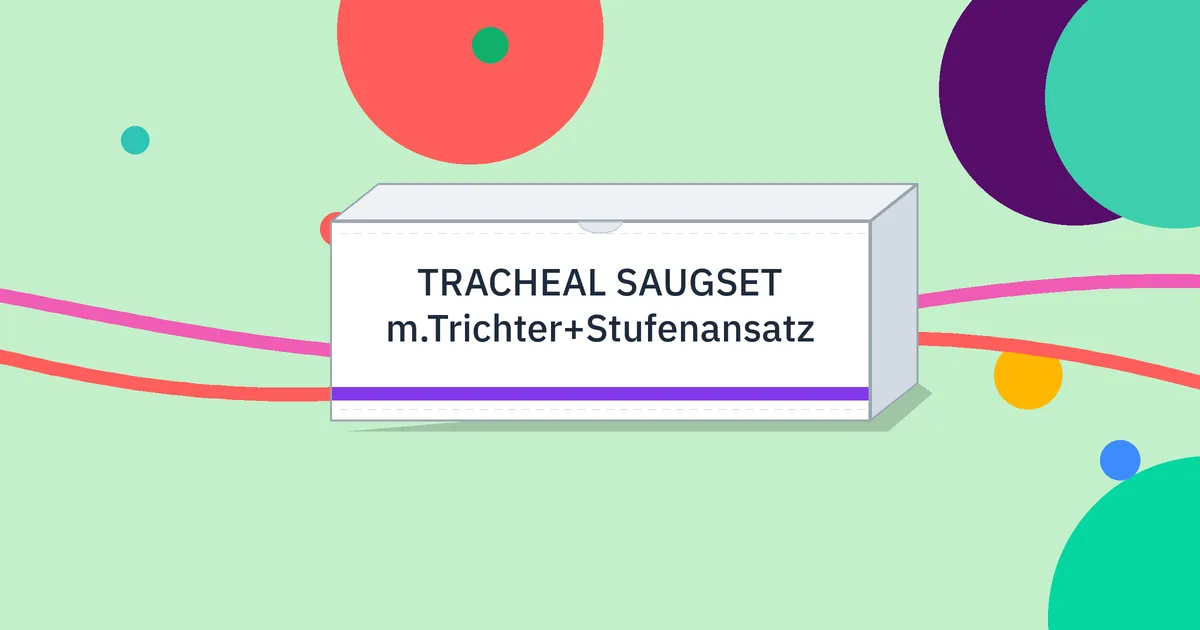 Symbolbild: Packung mit der Aufschrift TRACHEAL SAUGSET m.Trichter+Stufenansatz (PZN 08825042) – Verfügbarkeit und Bezug in Apotheken in Frankfurt am Main
