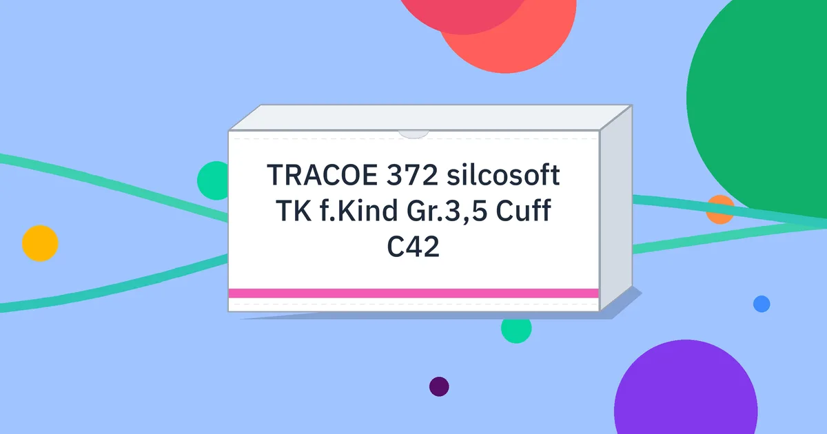 Symbolbild: Packung mit der Aufschrift TRACOE 372 silcosoft TK f.Kind Gr.3,5 Cuff C42 (PZN 14316161) – Verfügbarkeit und Bezug in Apotheken in Frankfurt am Main