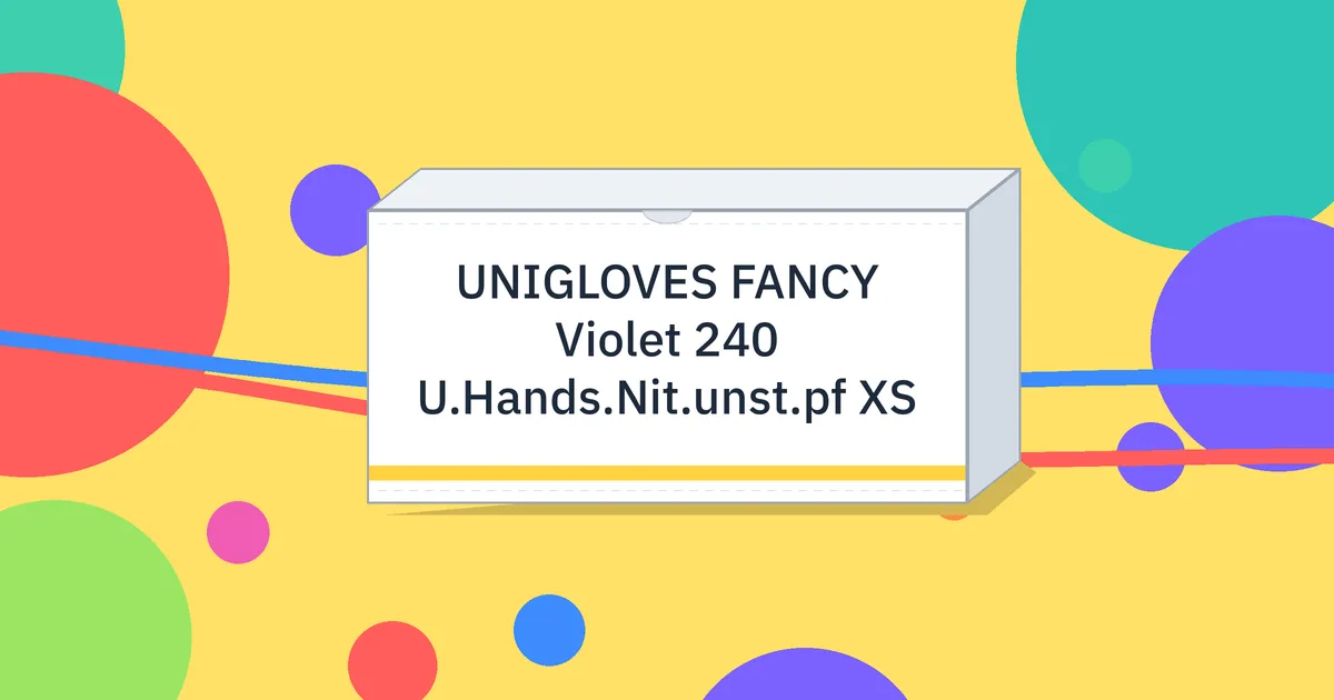 Symbolbild: Packung mit der Aufschrift UNIGLOVES FANCY Violet 240 U.Hands.Nit.unst.pf XS (PZN 18725904) – Verfügbarkeit und Bezug in Apotheken in Frankfurt am Main