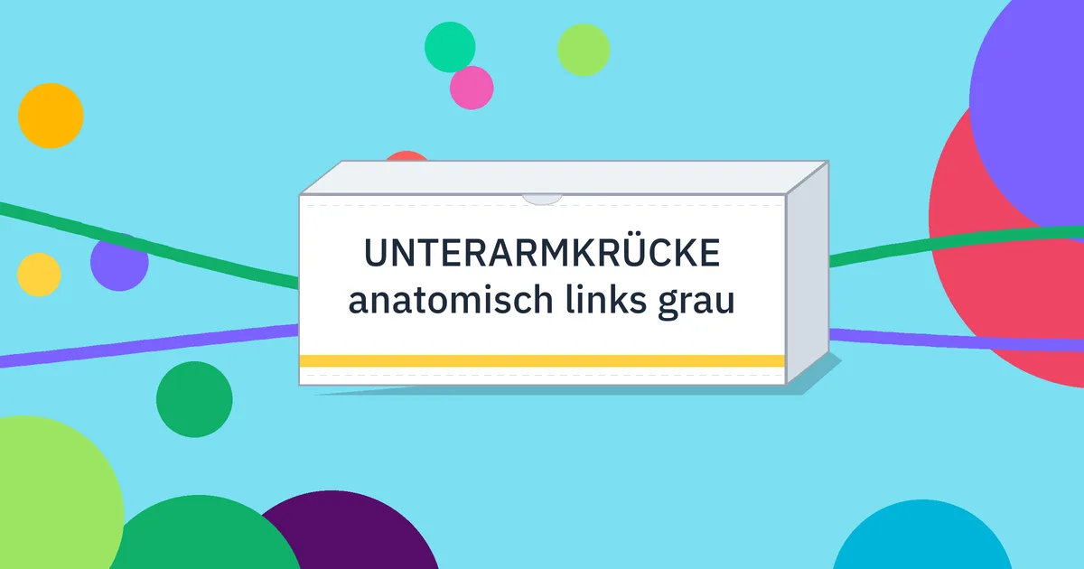 Symbolbild: Packung mit der Aufschrift UNTERARMKRÜCKE anatomisch links grau (PZN 00393732) – Verfügbarkeit und Bezug in Apotheken in Frankfurt am Main