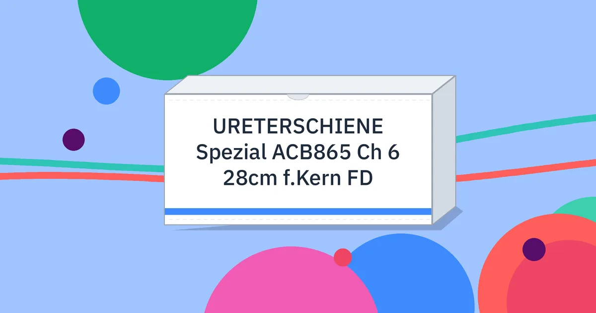 Symbolbild: Packung mit der Aufschrift URETERSCHIENE Spezial ACB865 Ch 6 28cm f.Kern FD (PZN 00509614) – Verfügbarkeit und Bezug in Apotheken in Frankfurt am Main